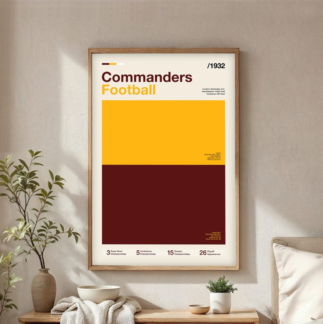 Commanders Football Poster | Gifts for Commanders Fans | NFL Team Color ...