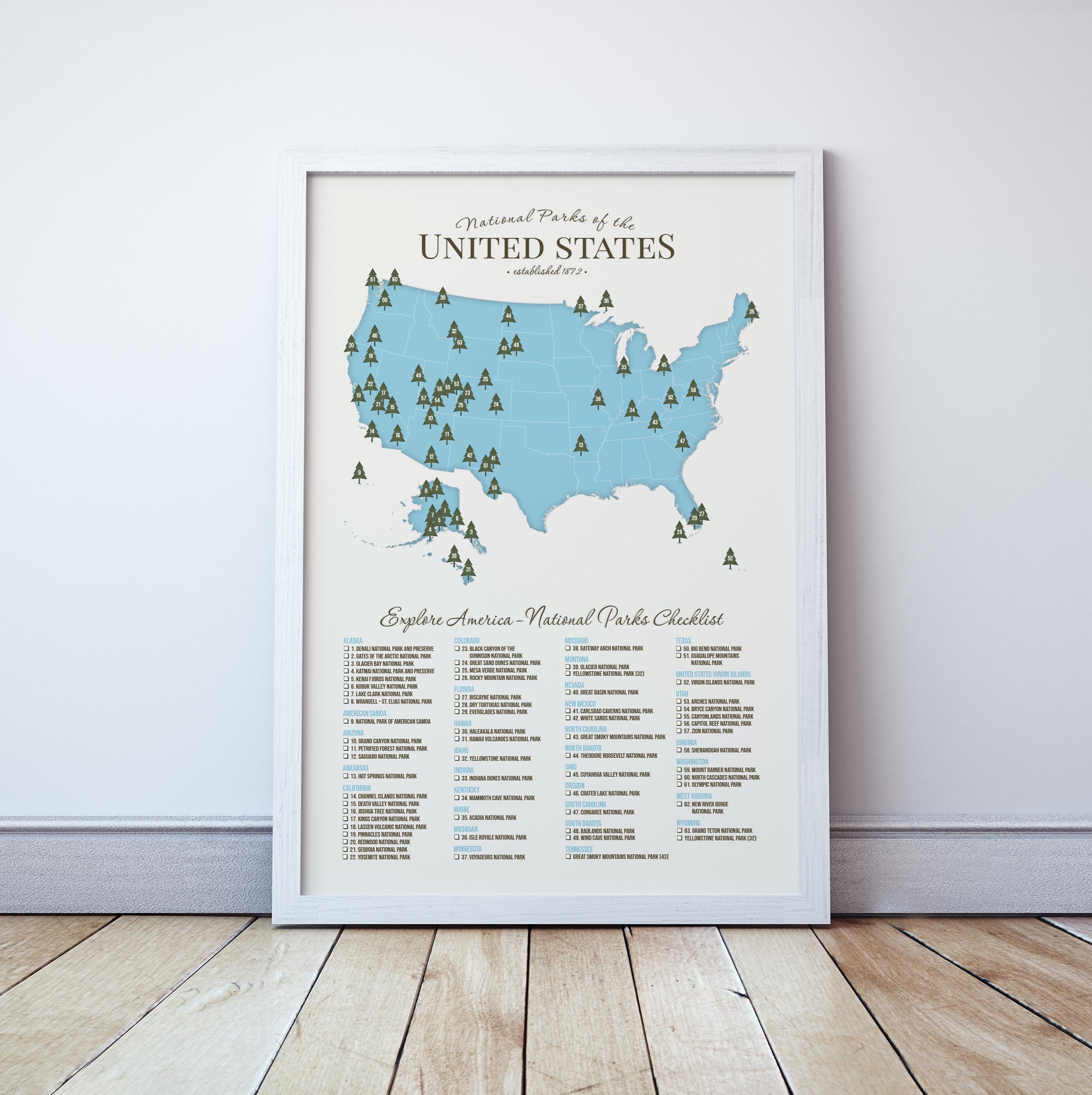U.S. National Parks Checklist Poster | National Parks Print - Etsy
