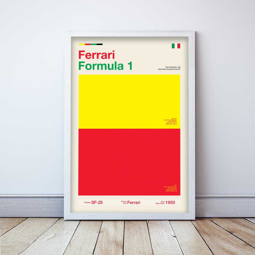 Ferrari F1 Poster |minimalist Formula 1 Decor | Gifts for Ferrari Fans ...