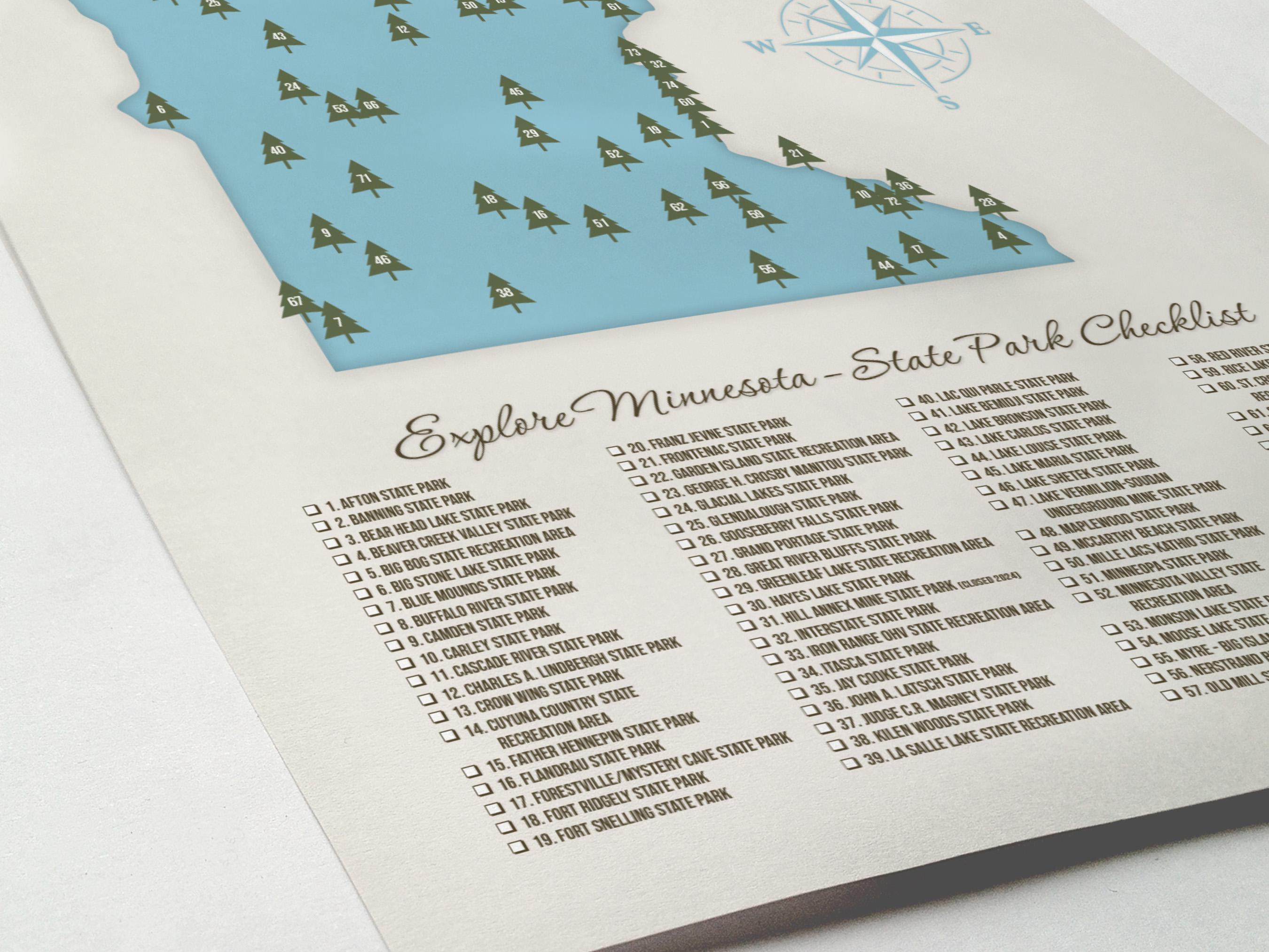 Minnesota State Park Checklist Poster | Minnesota State Park Print - Etsy