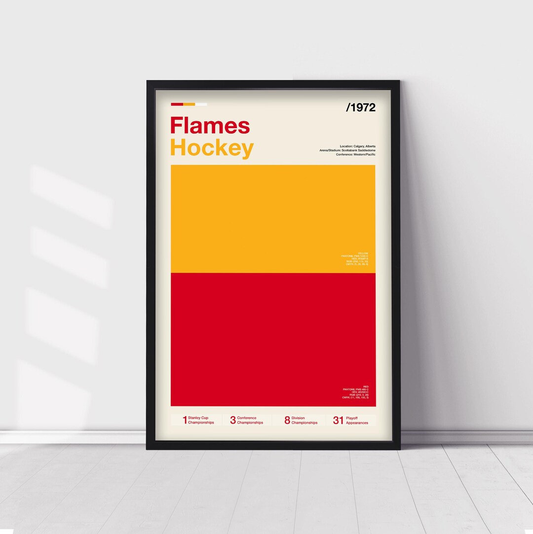 Calgary Flames Hockey Poster | NHL Team Colors Art Print | NHL Team ...