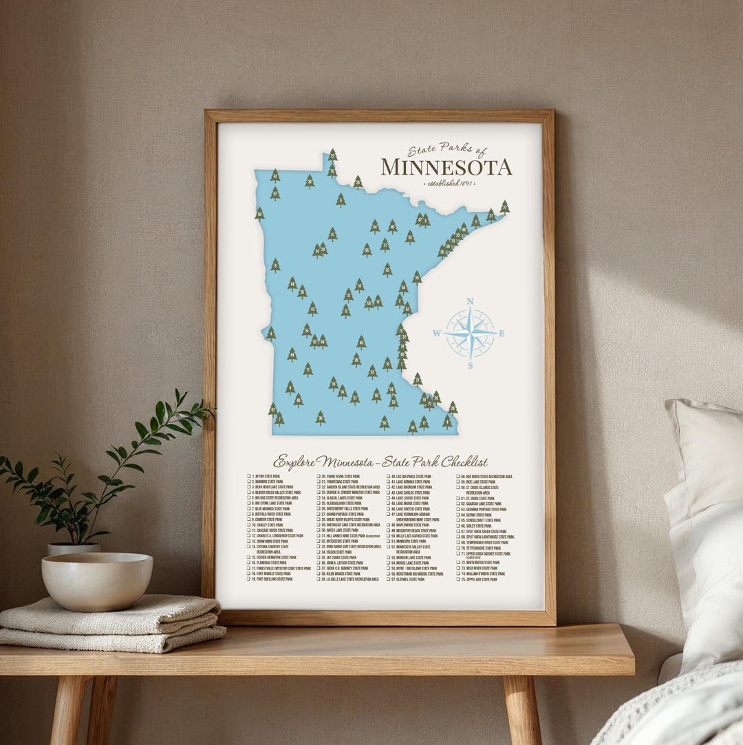 Minnesota State Park Checklist Poster | Minnesota State Park Print - Etsy