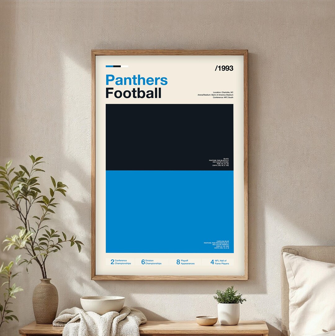 Panthers Football Poster | Gifts for Panthers Fans | NFL Team Color ...