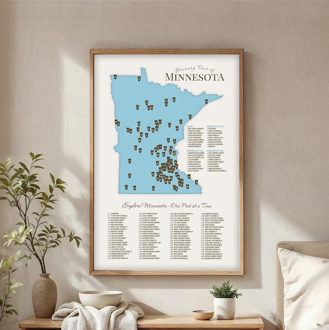 Minnesota Brewery Tour Checklist Poster | Craft Beer Lover Gift - Etsy