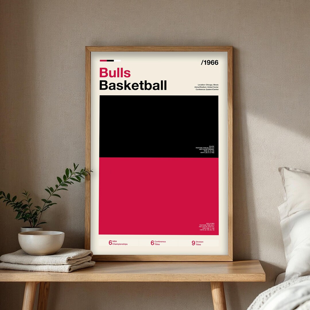 Chicago Bulls Basketball Poster | Gifts for Bulls Fans | NBA Team Color ...