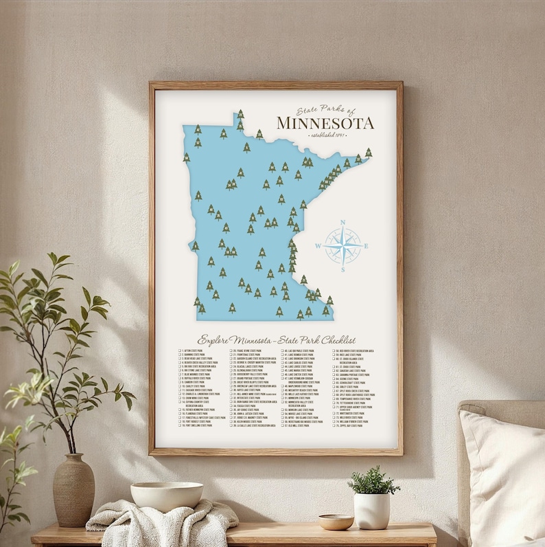 Minnesota State Park Checklist Poster | Minnesota State Park Print - Etsy