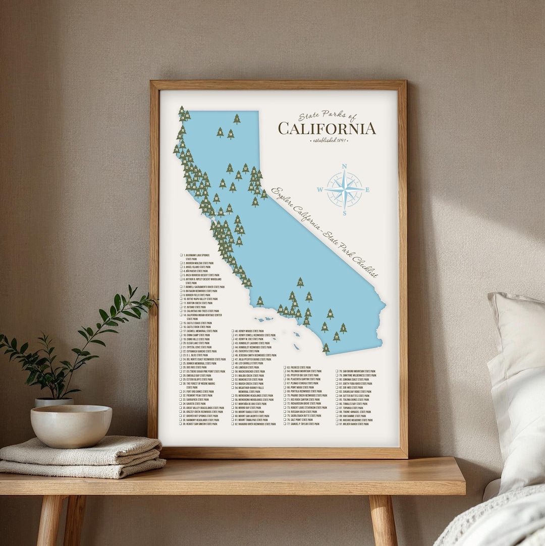California State Park Checklist Poster | West Coast Adventure Art - Etsy
