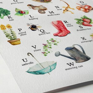 Garden Alphabet Poster | Watercolor Botanical Art Print | A–Z Garden ...