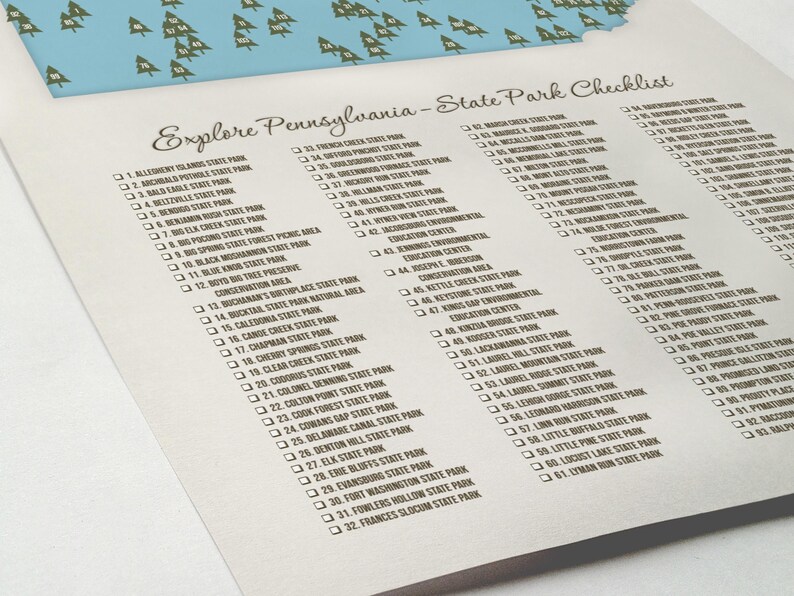 Pennsylvania State Park Checklist Poster | Hiking Bucket List Art - Etsy