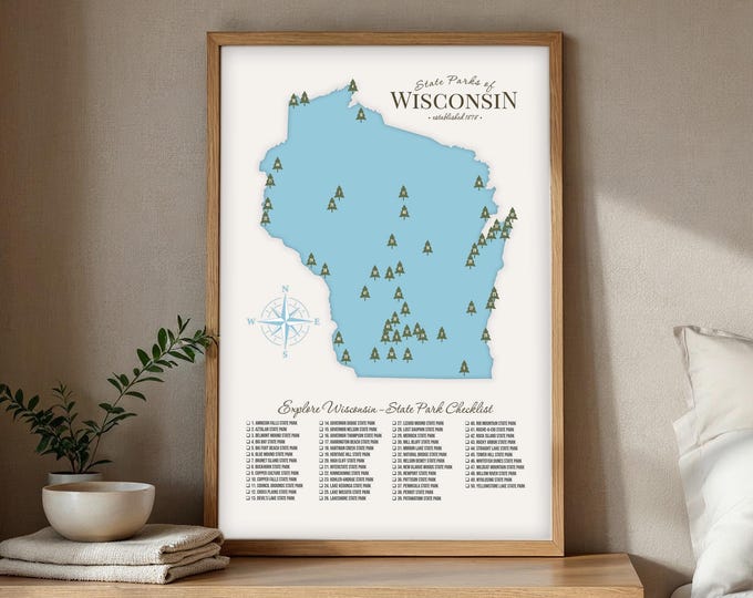 Wisconsin State Parks Map & Checklist | 11x17" Print - Etsy Canada