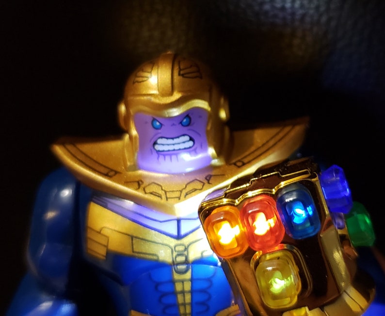 Thanos Minifigure With Handmade LED Infinity Gauntlet - Marvel Avengers ...