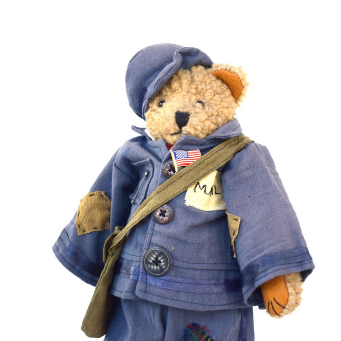 Vintage Teddy Bear With Stand Mailman Post Office Delivery Man - Etsy