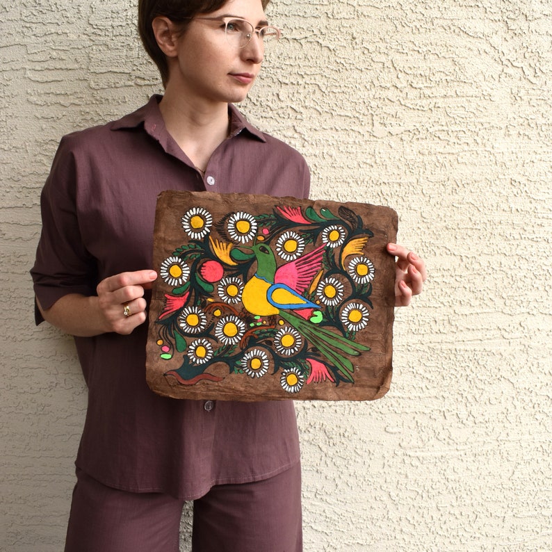Vintage Amate Bark Painting Mexican Folk Art Wall Decor Birds - Etsy