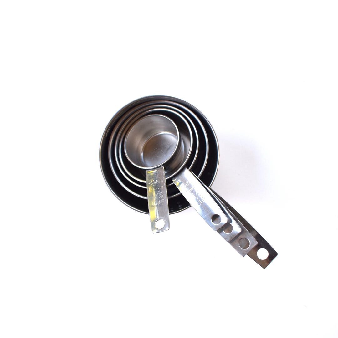 Vintage Measuring Cups Foley Stainless Set of 5 Baking Supplies Cooking ...