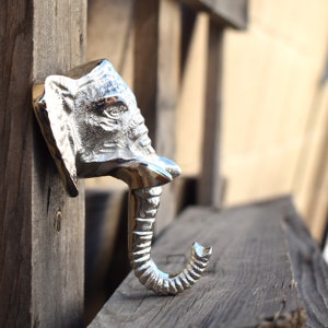 Wall Hook Elephant Head Metal Wall Hanger Vintage Key Hook Key Holder ...