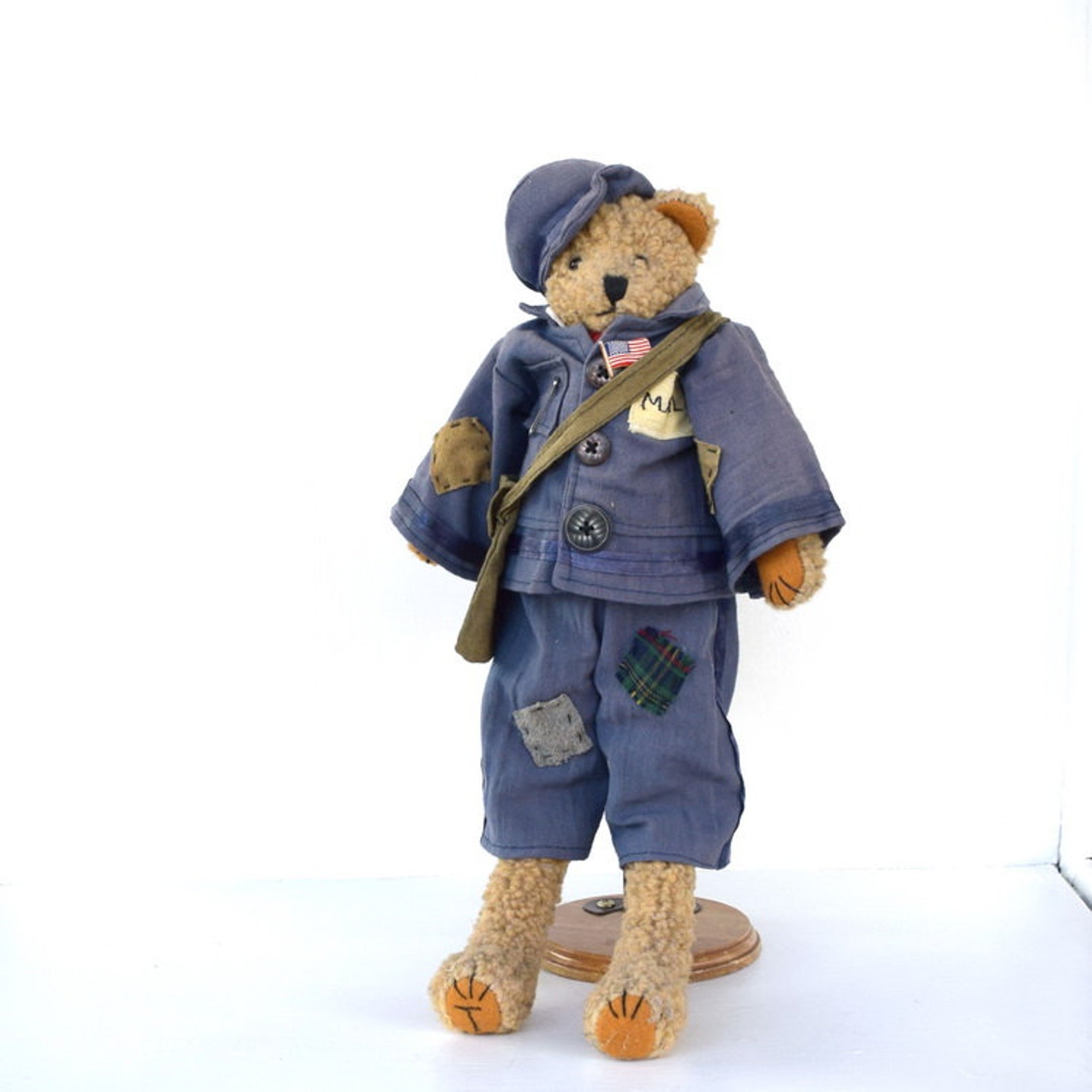 Vintage Teddy Bear With Stand Mailman Post Office Delivery Man - Etsy