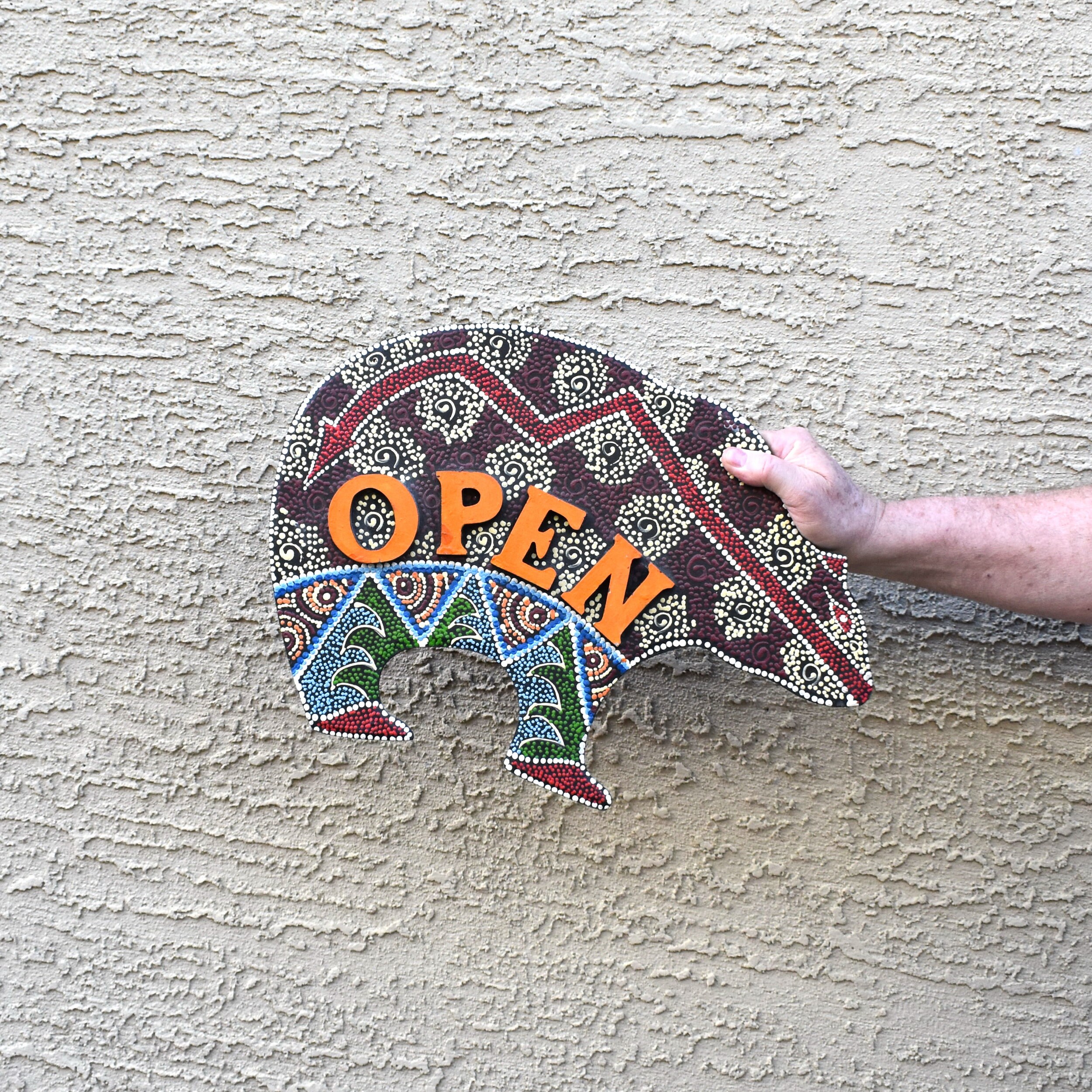 Vintage wall hanger Open Closed sign bear arrow board home | Etsy