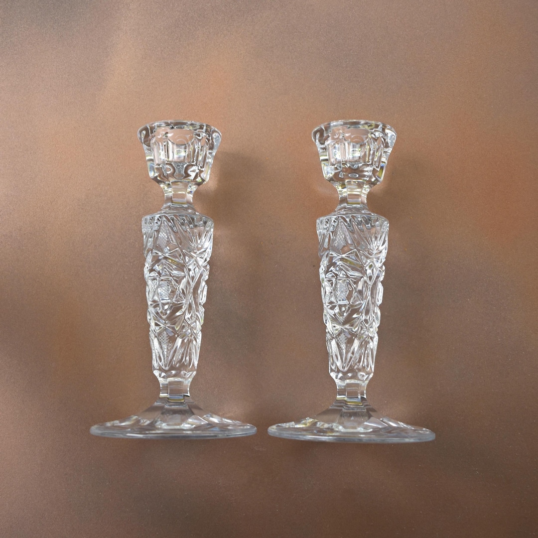 Vintage Crystal Candlestick Holders Set of 2 Classic Elegant Decor ...