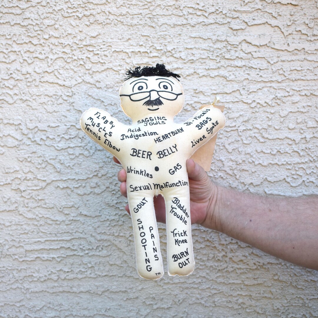 Vintage Over the Hill Voodoo Man With Mustache Stuffed Novelty Doll Gag ...