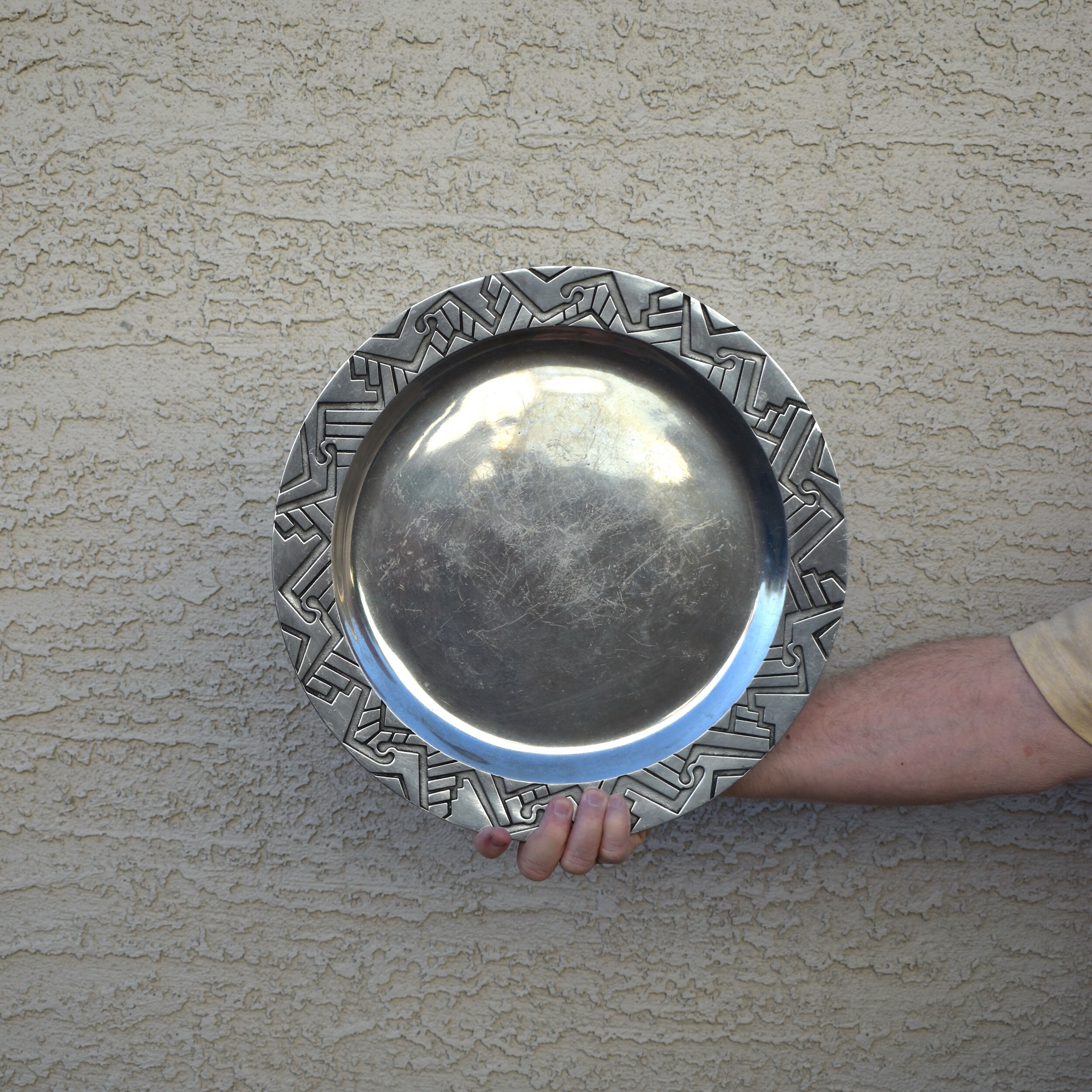 Vintage Large Metal Platter Wilton Armetale USA Pewter Style Round Tray ...