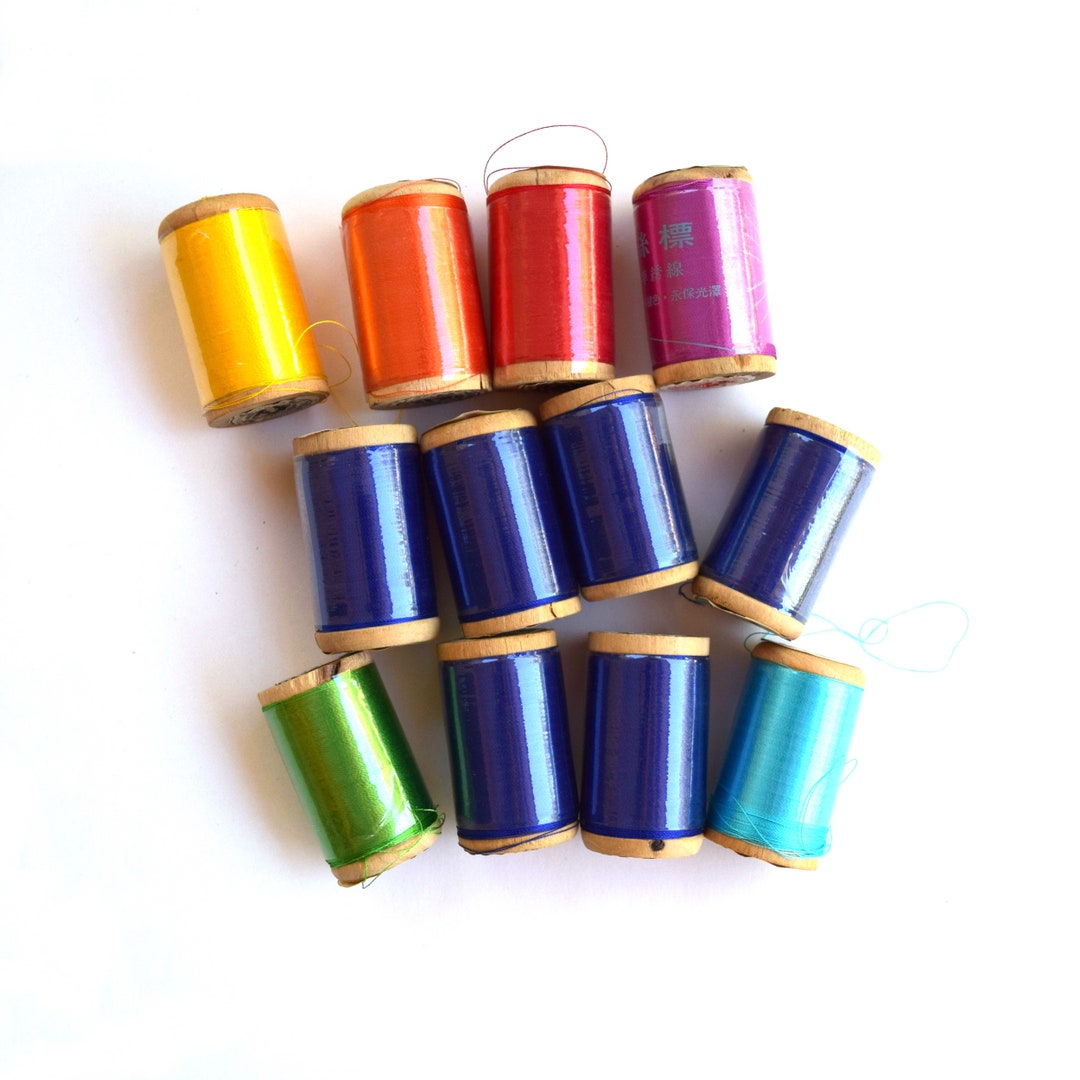 Vintage Superior Silk Thread on Wooden Spools Box of 12 Embroidery ...
