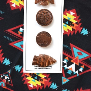 Vintage Copper Tone Button Covers Southwest Style Indian Head ...