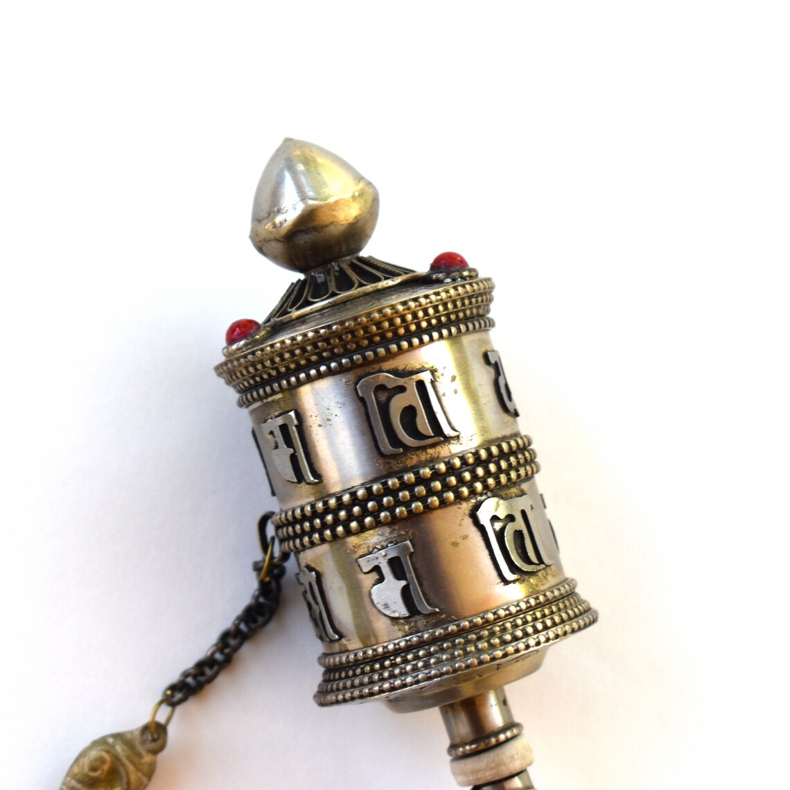 Vintage Prayer Wheel Tibetan Hand Held Coral Beaded Prayer - Etsy