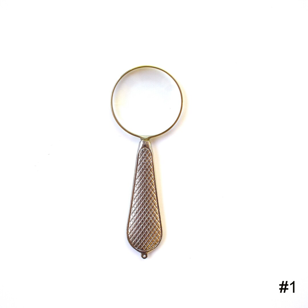 Vintage Magnifier Handheld Round Magnifying Glass Map Reading Desk ...