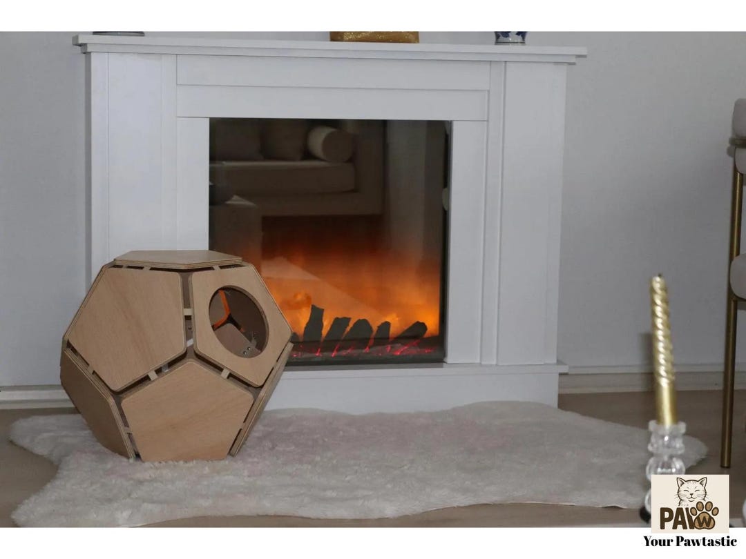 Origami-inspired Wooden Cat House – Modern Geometric design - Etsy
