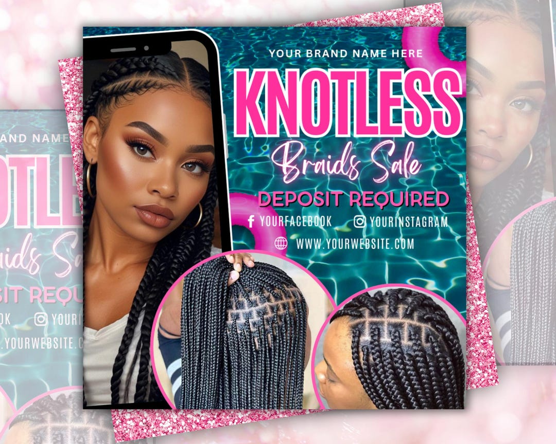 Summer Knotless Braids Special Flyer, Summer Season Flyer, Braids Special Flyer, Braids Flyer ...