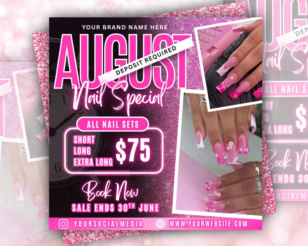 August Nail Sale Flyer, Back to School Flyer, Nail Sale Flyer, Hair ...
