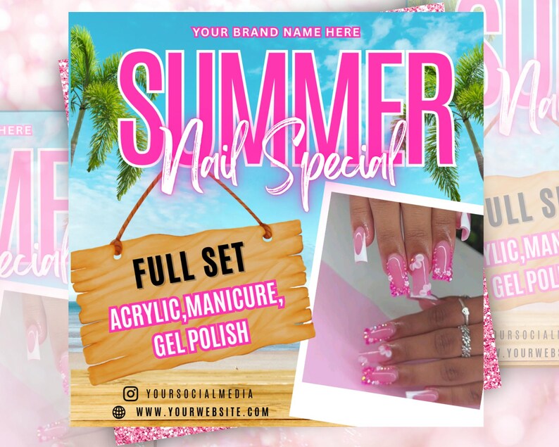 Summer Nail Sale Flyer, Summer Sale Flyer, Braids Sale Flyer, Hair ...