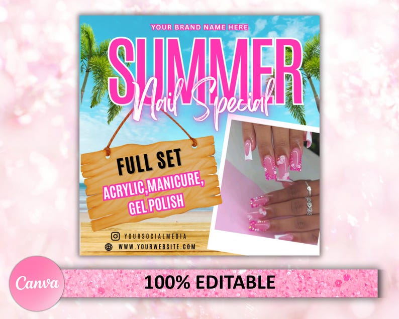 Summer Nail Sale Flyer, Summer Sale Flyer, Braids Sale Flyer, Hair ...