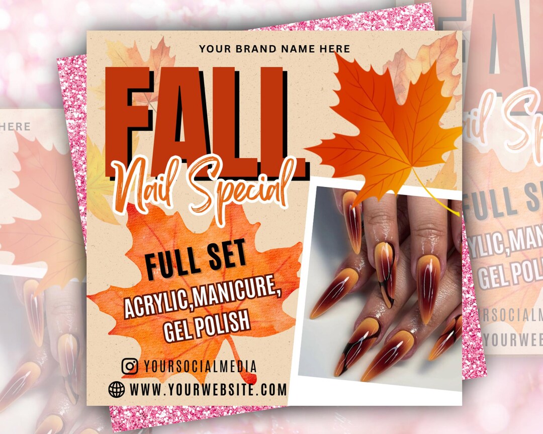 Fall Nail Flyer, Fall Sale Flyer, September Booking Flyer, Nail Flyer ...
