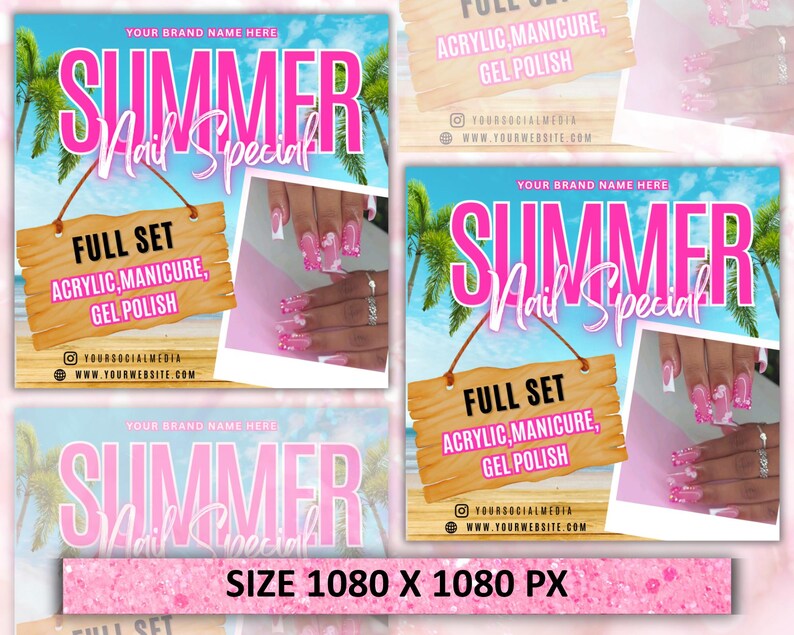 Summer Nail Sale Flyer, Summer Sale Flyer, Braids Sale Flyer, Hair ...