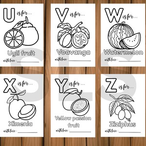 Fruit A to Z Coloring Pages | Printable Kids Activity (PDF Download) - Etsy
