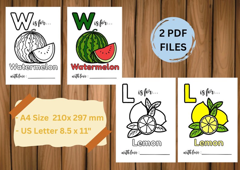 Fruit A to Z Coloring Pages | Printable Kids Activity (PDF Download) - Etsy