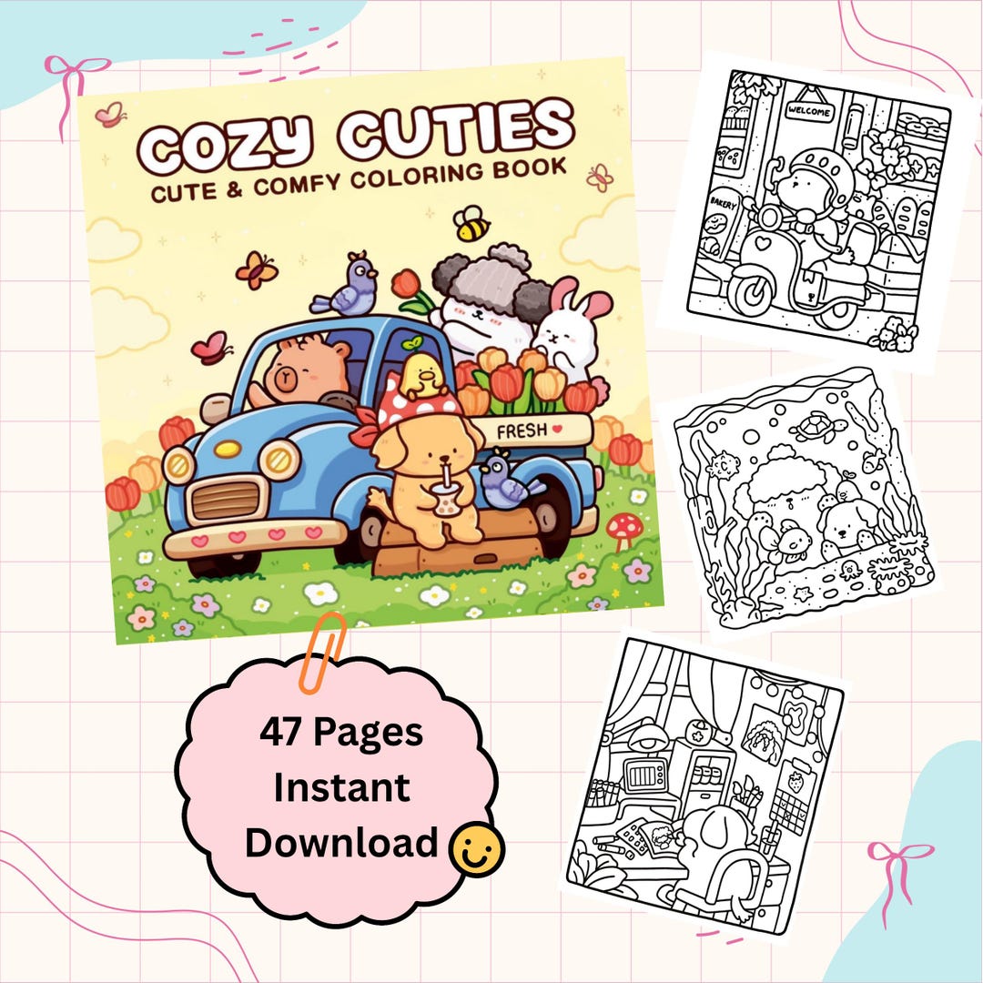Coco Wyo Cozy Cuties Coloring Book | Cute Garden & Animal Scenes | 47 ...
