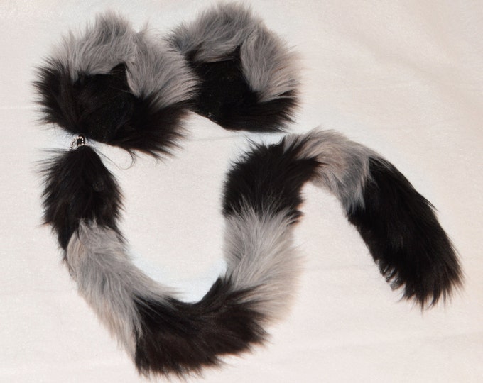 Raccoon Costume Grey and Black Raccoon Tail and Ears Racoon Cosplay ...
