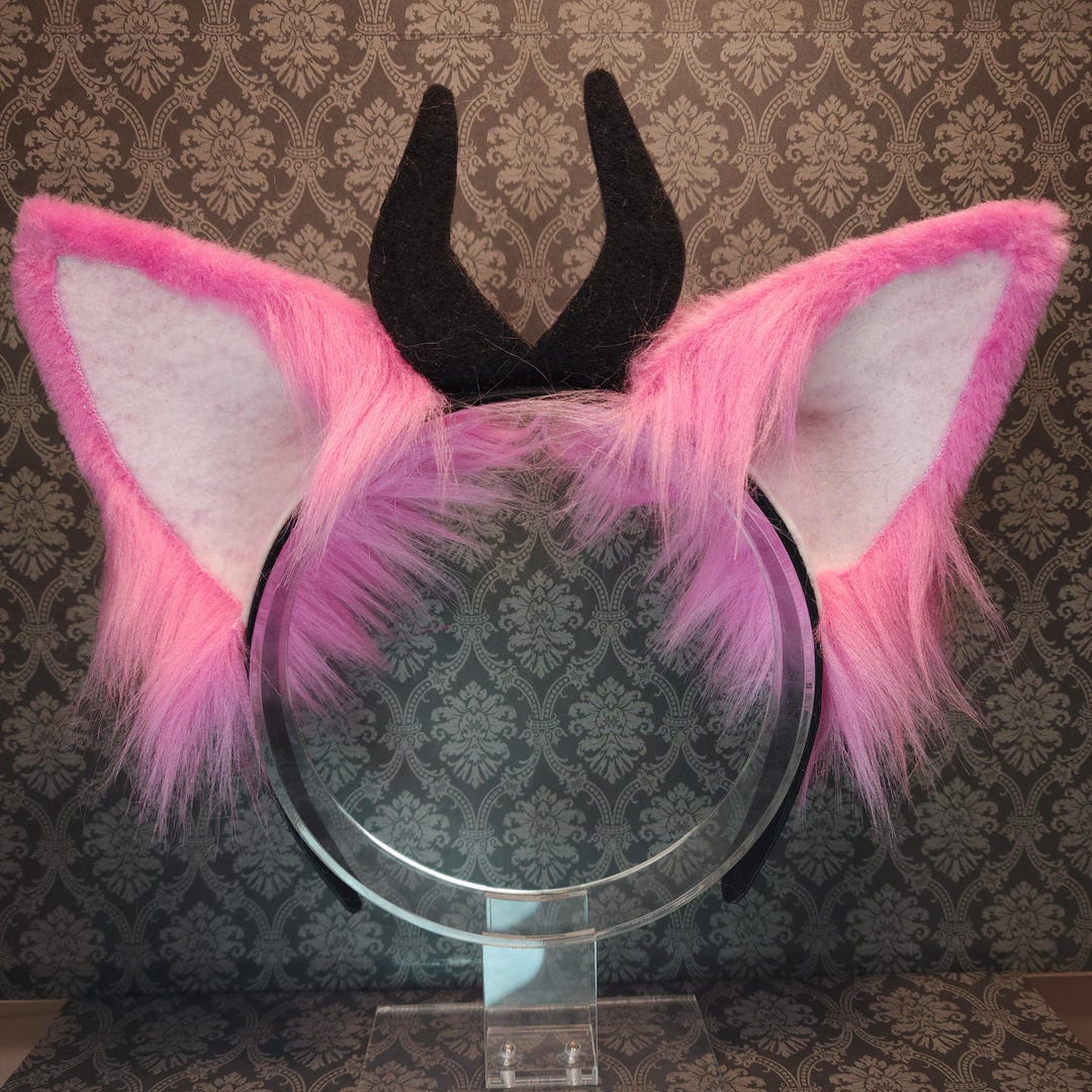 Pink Anime Demon Ears Headband Cosplay / Faux Cat Ears / Cat Cosplay ...