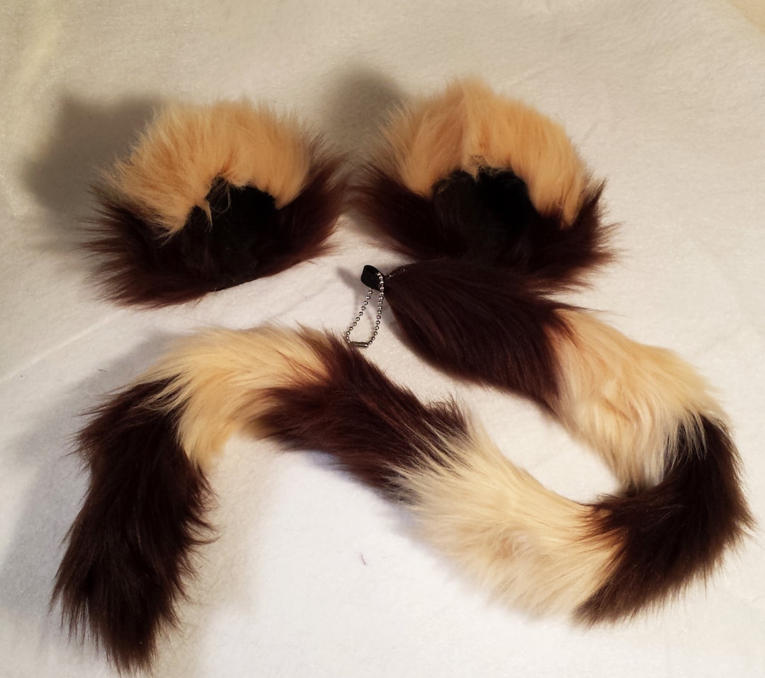 Raccoon Ears and Tail Set: Brown Tan Clip-on Cosplay Costume - Etsy