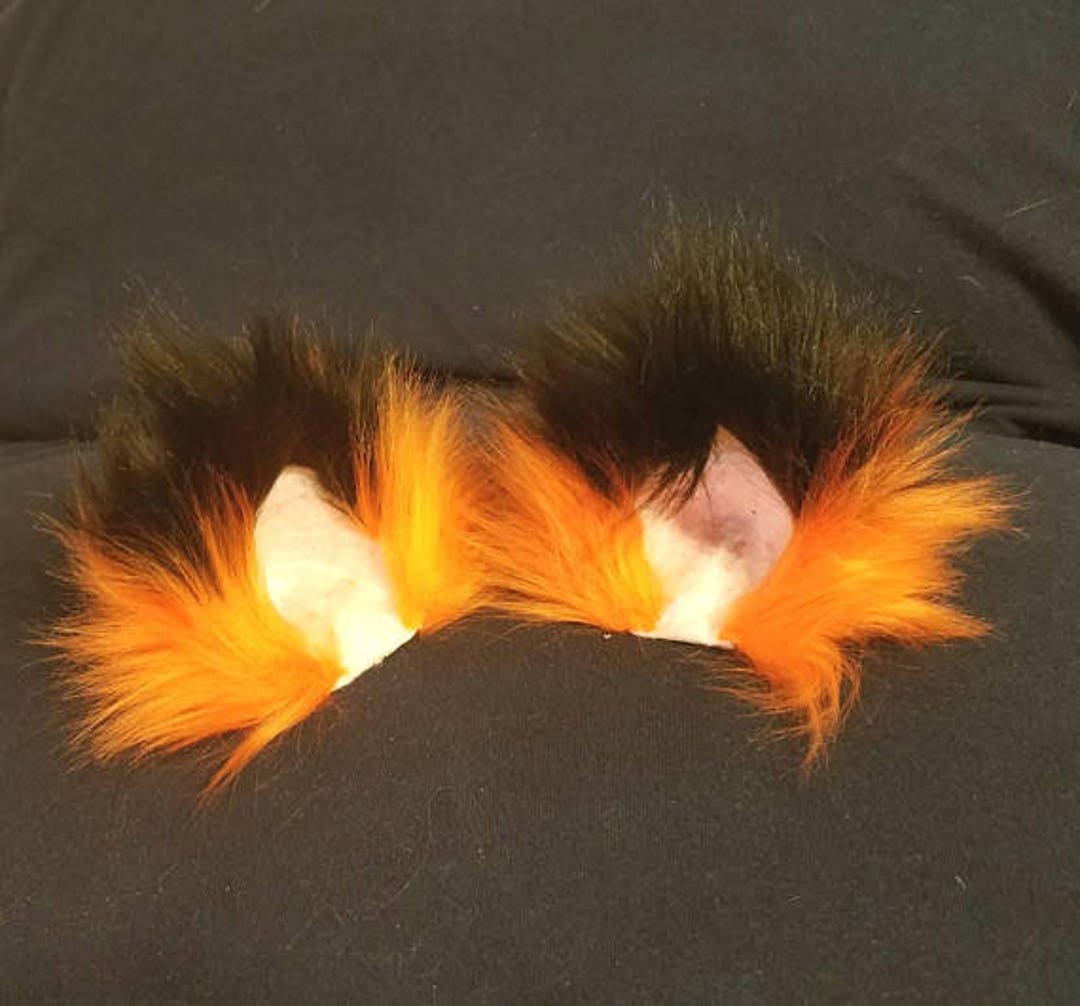 Fox Ear Clips / Bright Colors Orange and Black / Halloween / Fox Ears ...