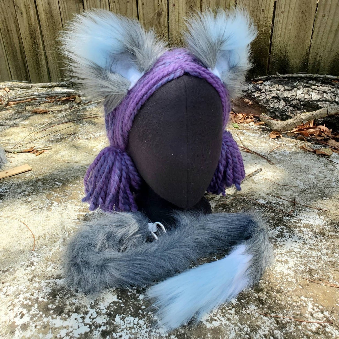 Demiboy Pride Kitty Cat Ears and Tail: Blue & Gray Anime Cosplay - Etsy
