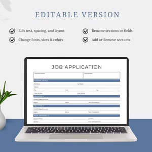 Job Application Template | Printable & Editable | Employment ...