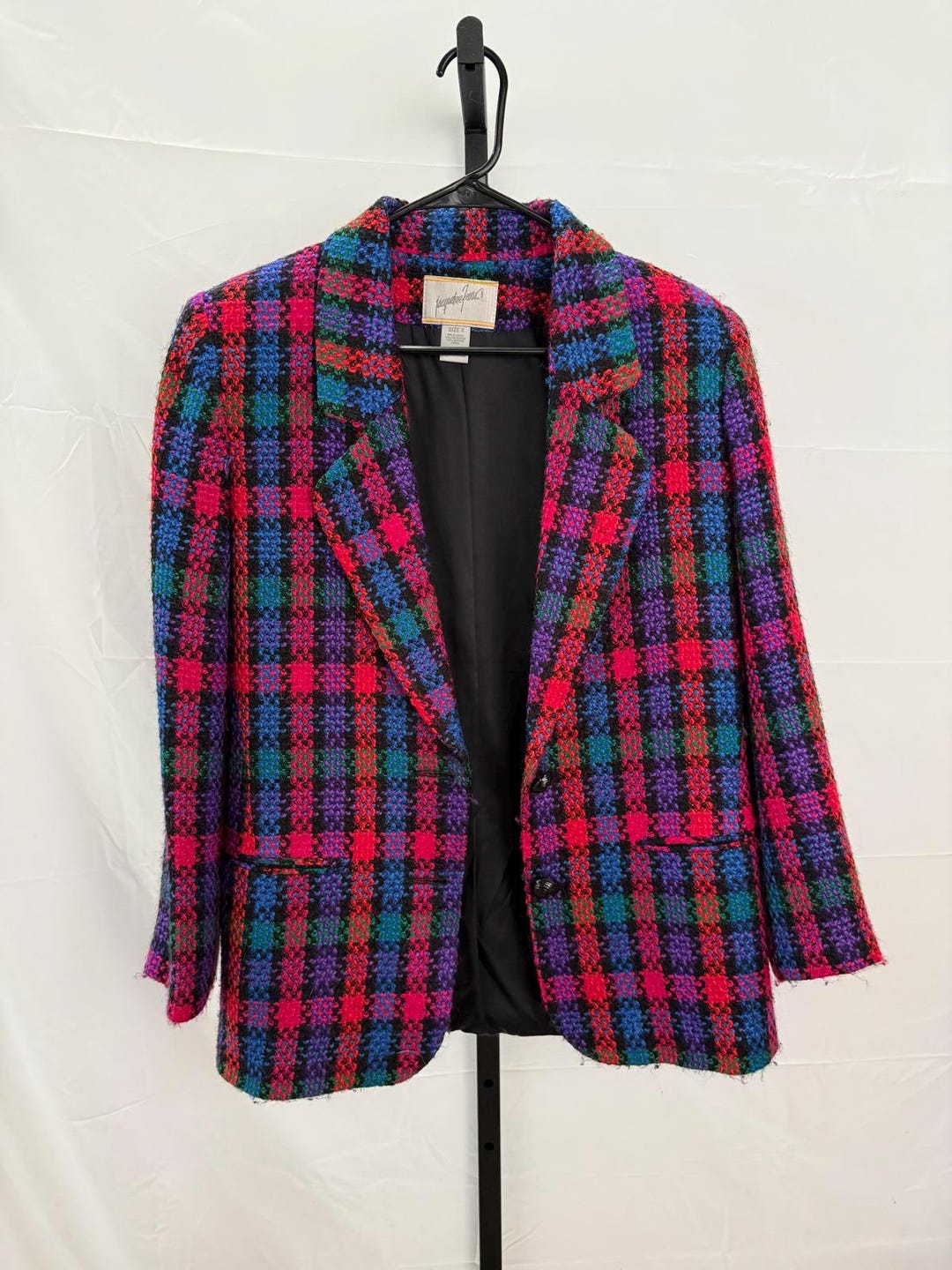 Jacqueline Ferrar Women's Multicolor Plaid Blazer Size 4 Small Vintage ...