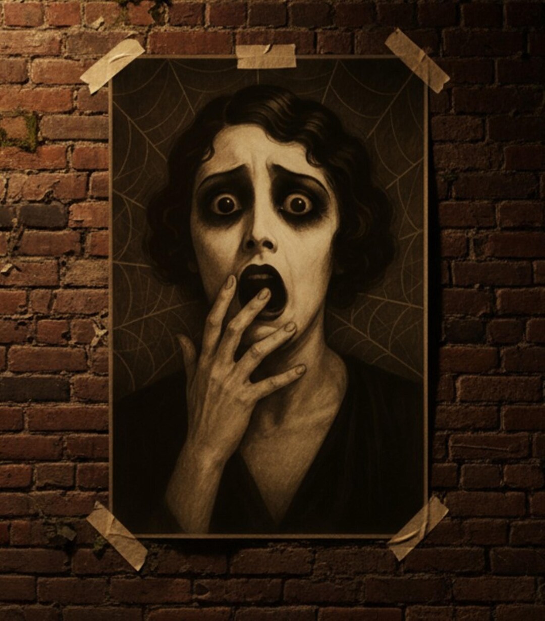 Vintage Horror Movie Poster: Silent Film Starlet Scream, Gothic ...