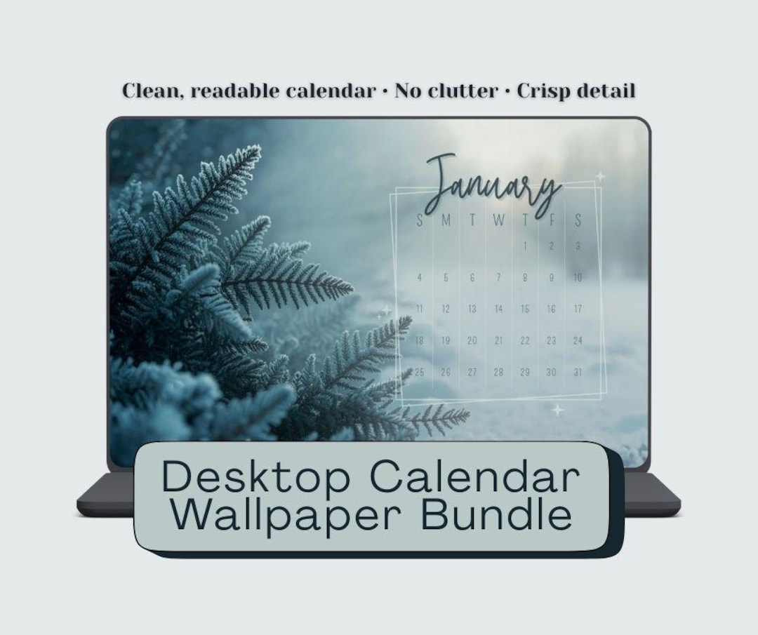 2026 Desktop Calendar Wallpaper Bundle — Foggy Seasonal Landscapes (16: ...