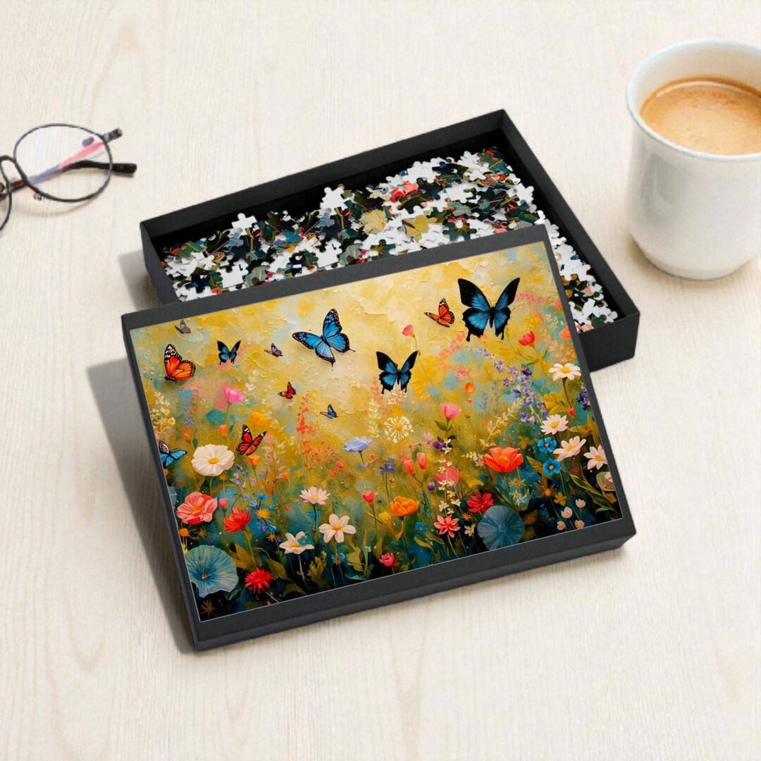 Butterfly Garden Jigsaw Puzzle: Colorful Floral Home Activity - Etsy