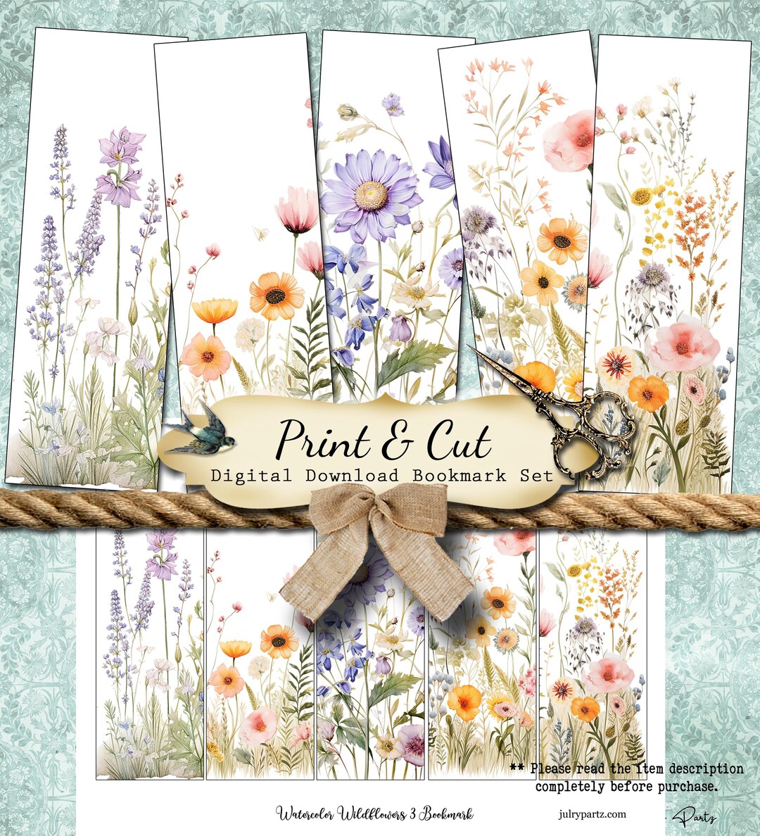 DIY • WILDFLOWERS #3 BOOKMARK • Custom Bookmark • Bookish • Printable ...