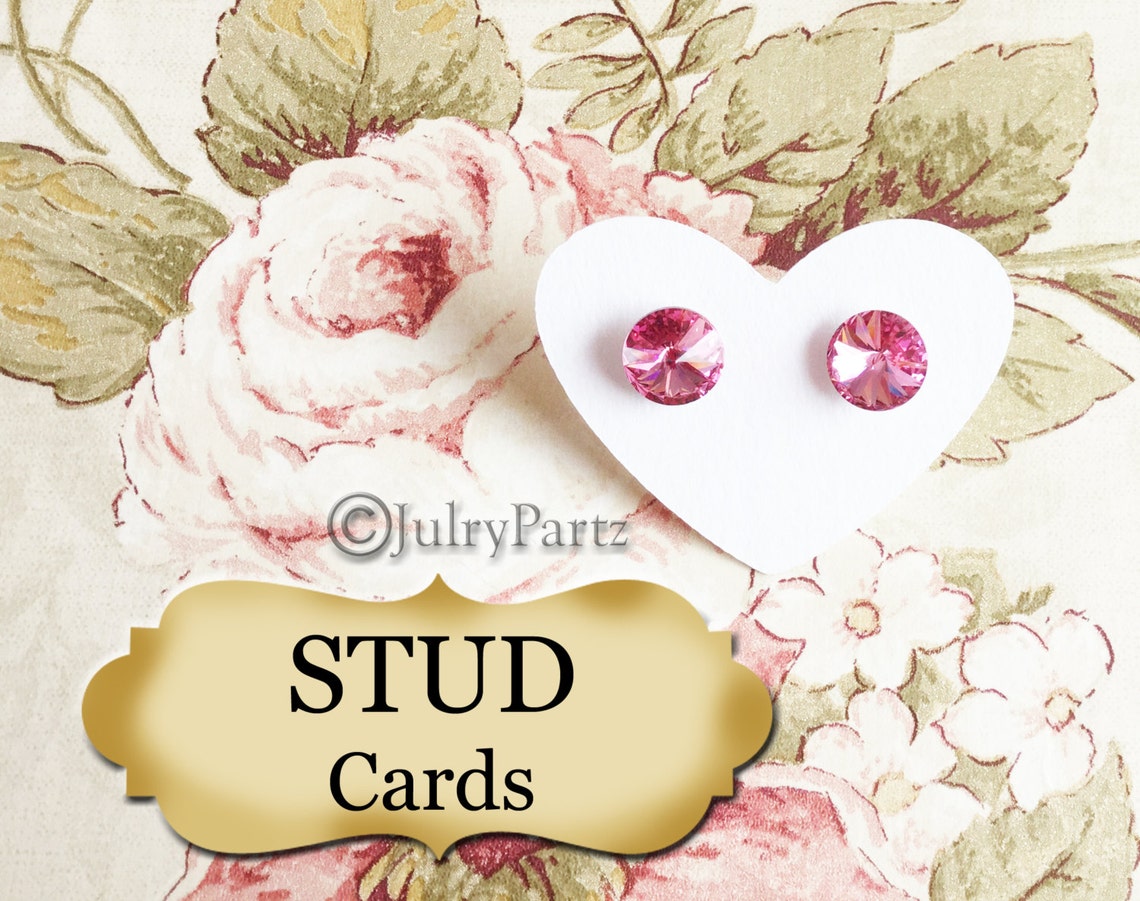 45/72 •2.5 X 2 Heart STUD•EARRING Cards•jewelry Cards•earring Display ...